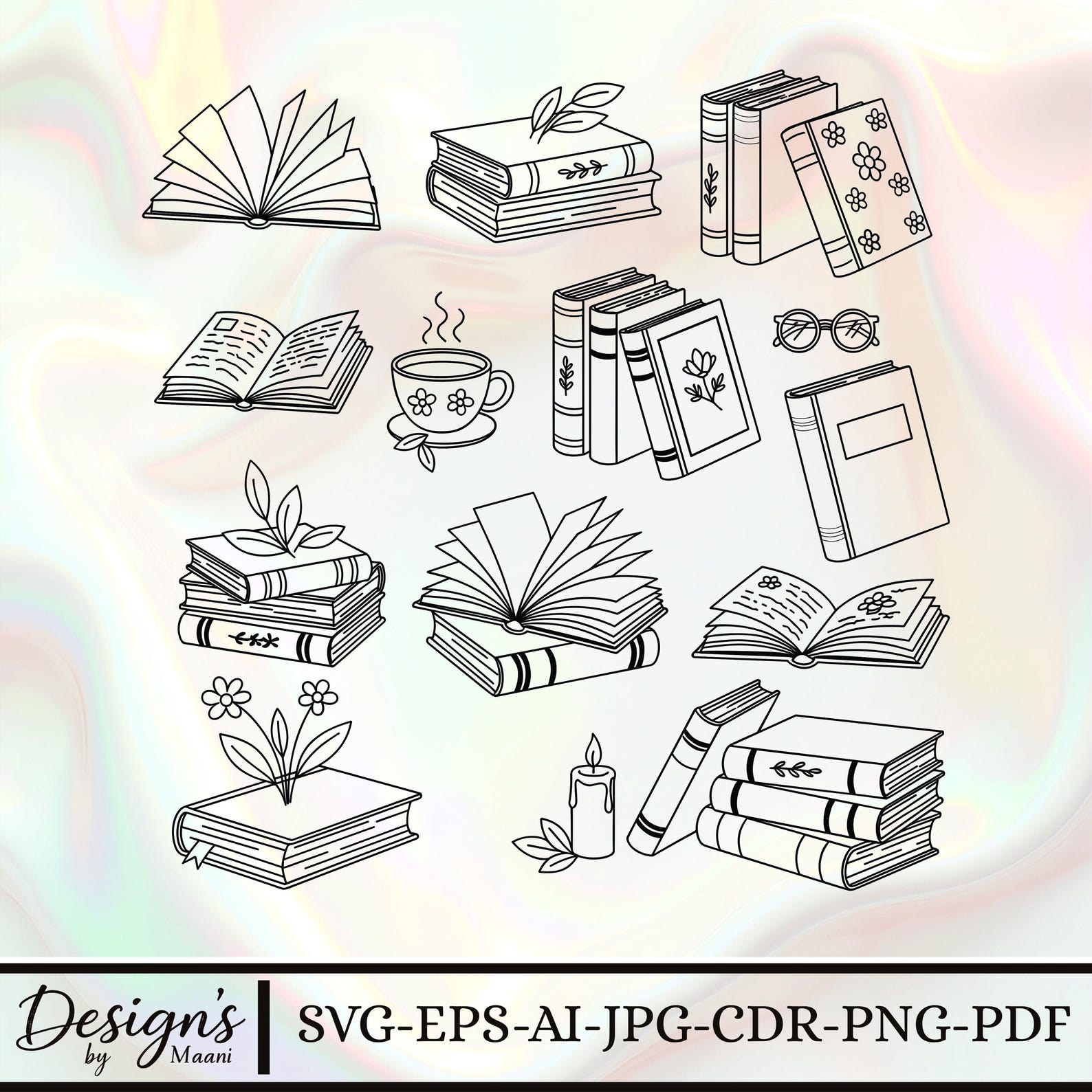 Book Lover SVG Bundle | Reading Clipart, School Design (digital ...