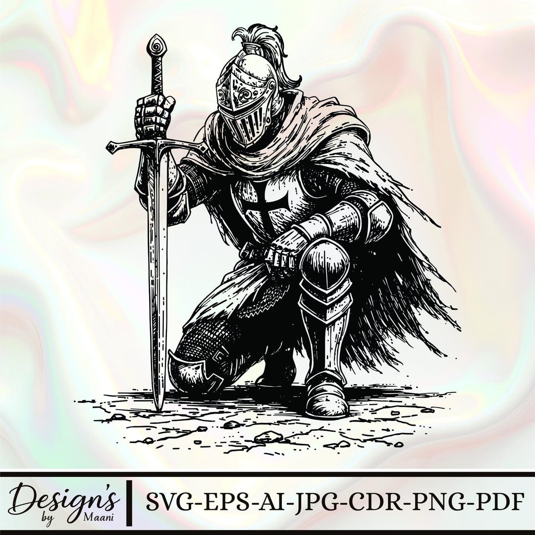 Praying Knight | SVG PNG JPG | Medieval Knight Design | Warrior Shirt ...
