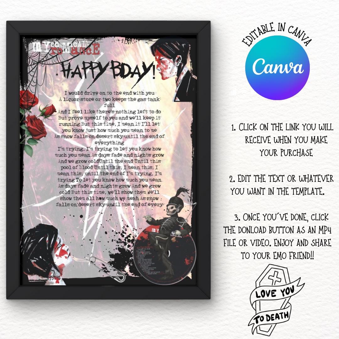 MCR Birthday Card, Animated Letter Template (digital Download) - Etsy UK
