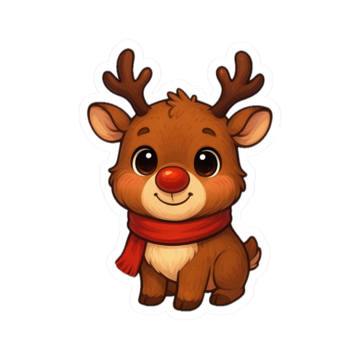 Kawaii Cartoon Rudolph the Red Nosed Reindeer Sticker - Etsy
