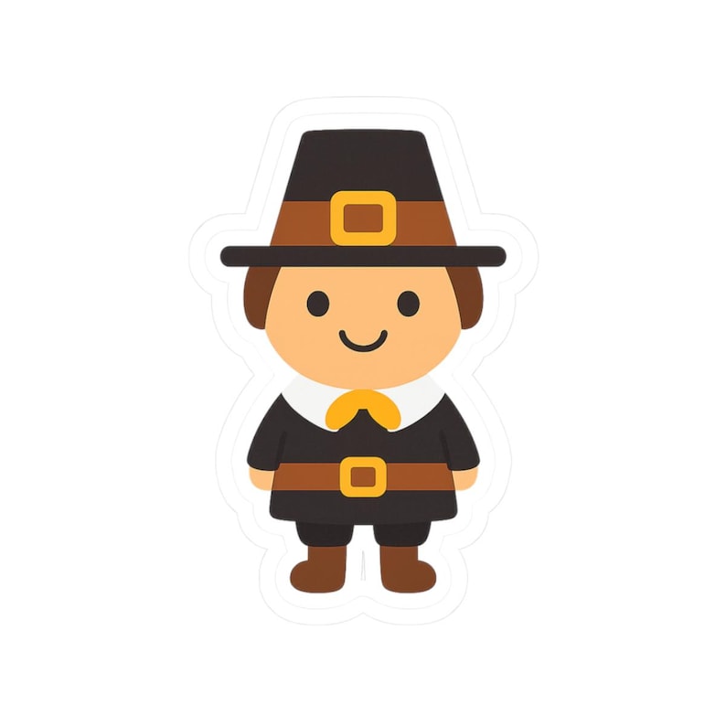 Thanksgiving Boy Pilgrim Vinyl Sticker | Fall Holiday Peel and Stick ...