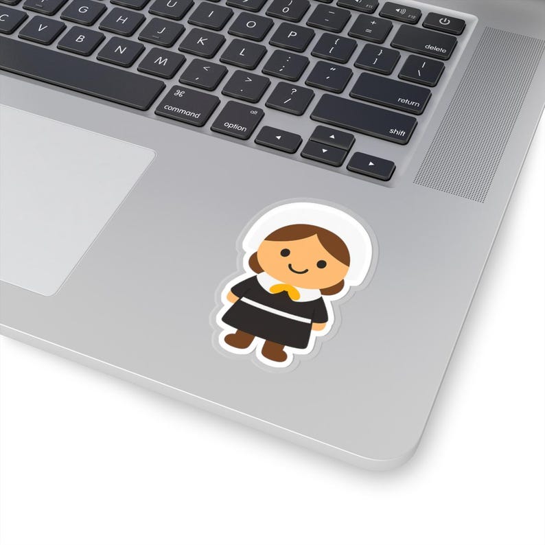 Thanksgiving Girl Pilgrim Vinyl Sticker | Fall Holiday Peel and Stick ...