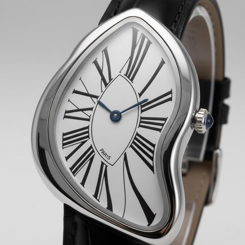 Vintage Surrealist Watch – Dalí-style Distorted Dial, Leather Strap - Etsy