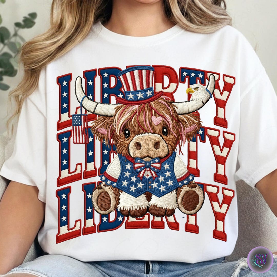 USA 250th Anniversary PNG, Patriotic Highland Cow, 4th of July Cow ...