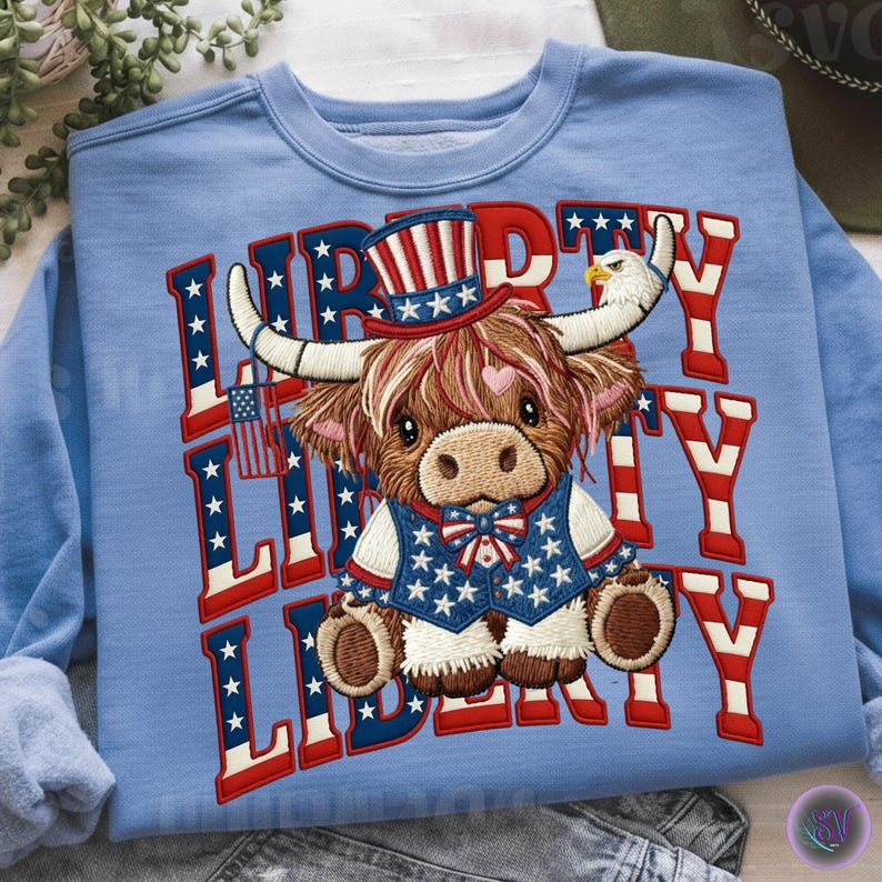 USA 250th Anniversary PNG, Patriotic Highland Cow, 4th of July Cow ...