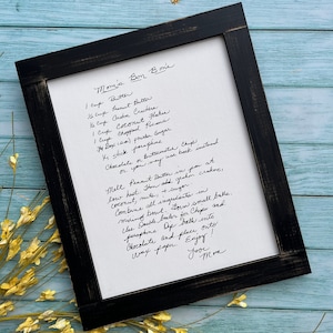Large Custom Handwritten Frame Recipe Frame Handwriting - Etsy