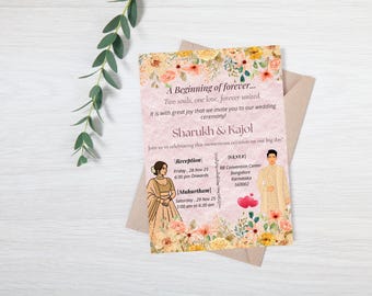 Elegant Indian Wedding Invitation Template | Editable Canva Invite ...