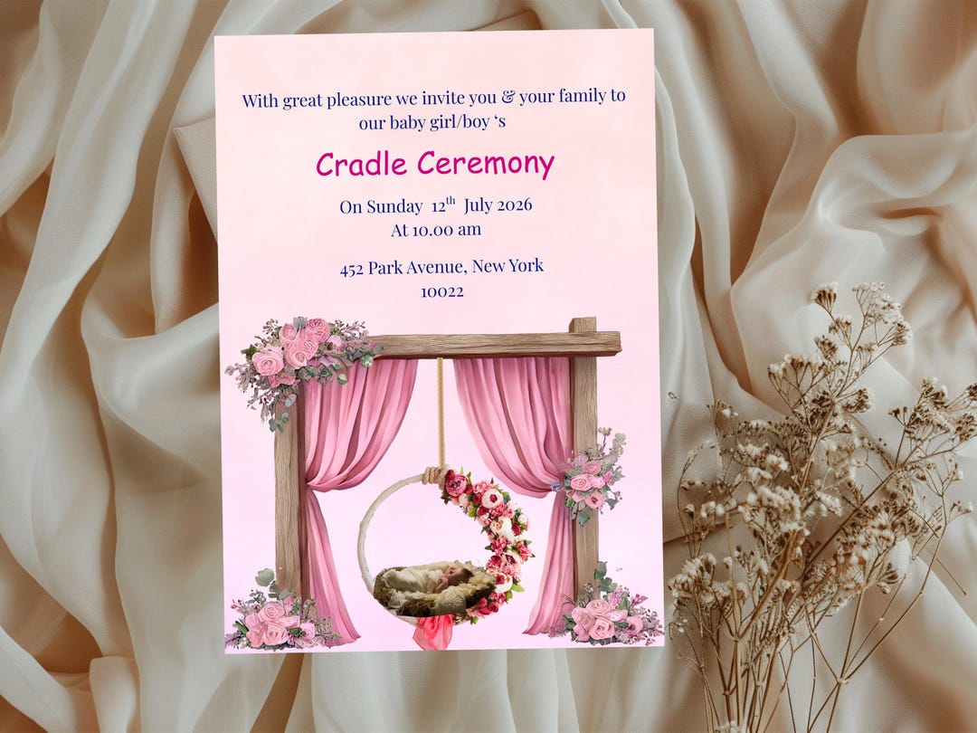 Cradle Ceremony Invitation, Naming Ceremony Card, Baby Girl Naamkaran ...