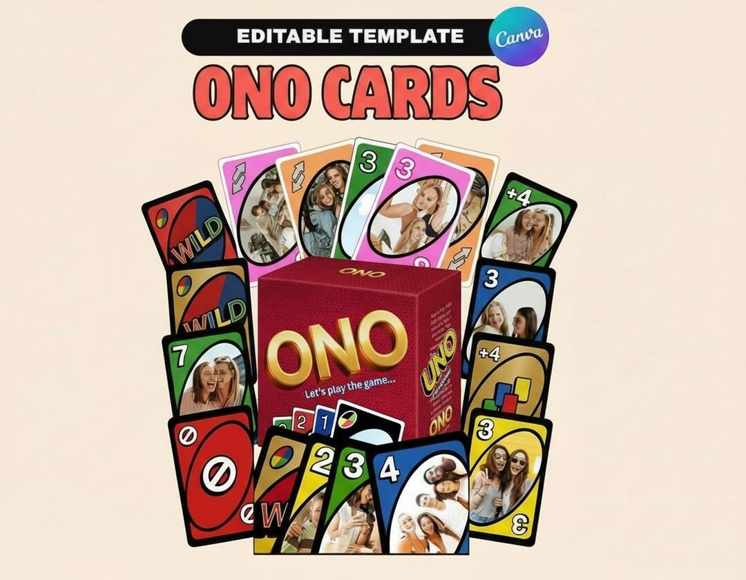 Custom ONO Card Game Template | Editable Canva Design UNO (digital ...