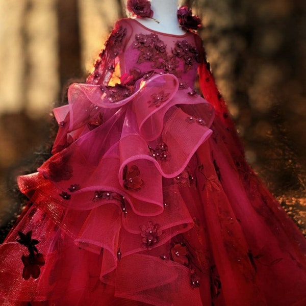 Red and Pink Dress - Etsy