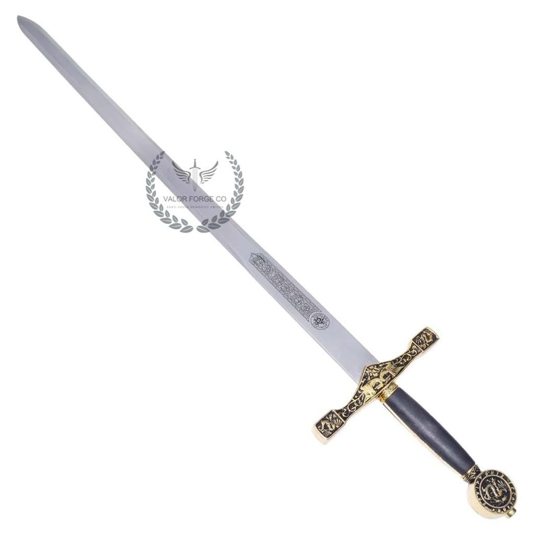 Medieval Knight Decorative Sword: Stainless Steel Longsword With Gold ...