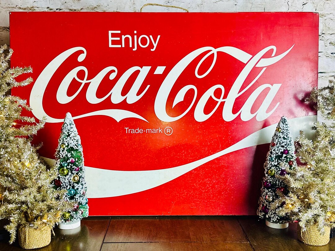 1960s Coca Cola Aluminum Vintage Sign Enjoy Coca Cola Wall Sign Soda ...