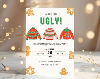 Ugly Sweater Party Invitation Christmas Party Invite Digital Holiday ...