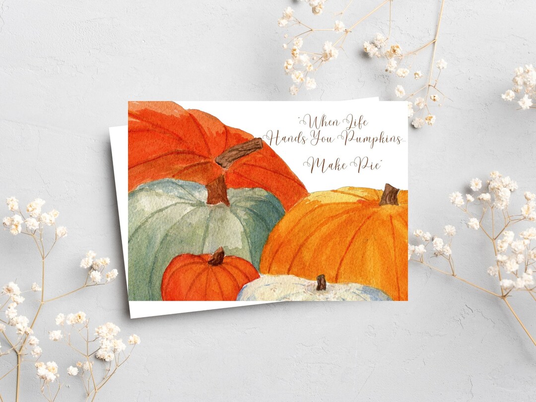 Pumpkin Card Fall Watercolor Card - Etsy