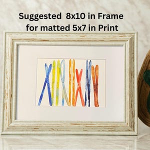 Ski Watercolor Art Print: Colorful Skis Winter Mountain Wall Decor - Etsy