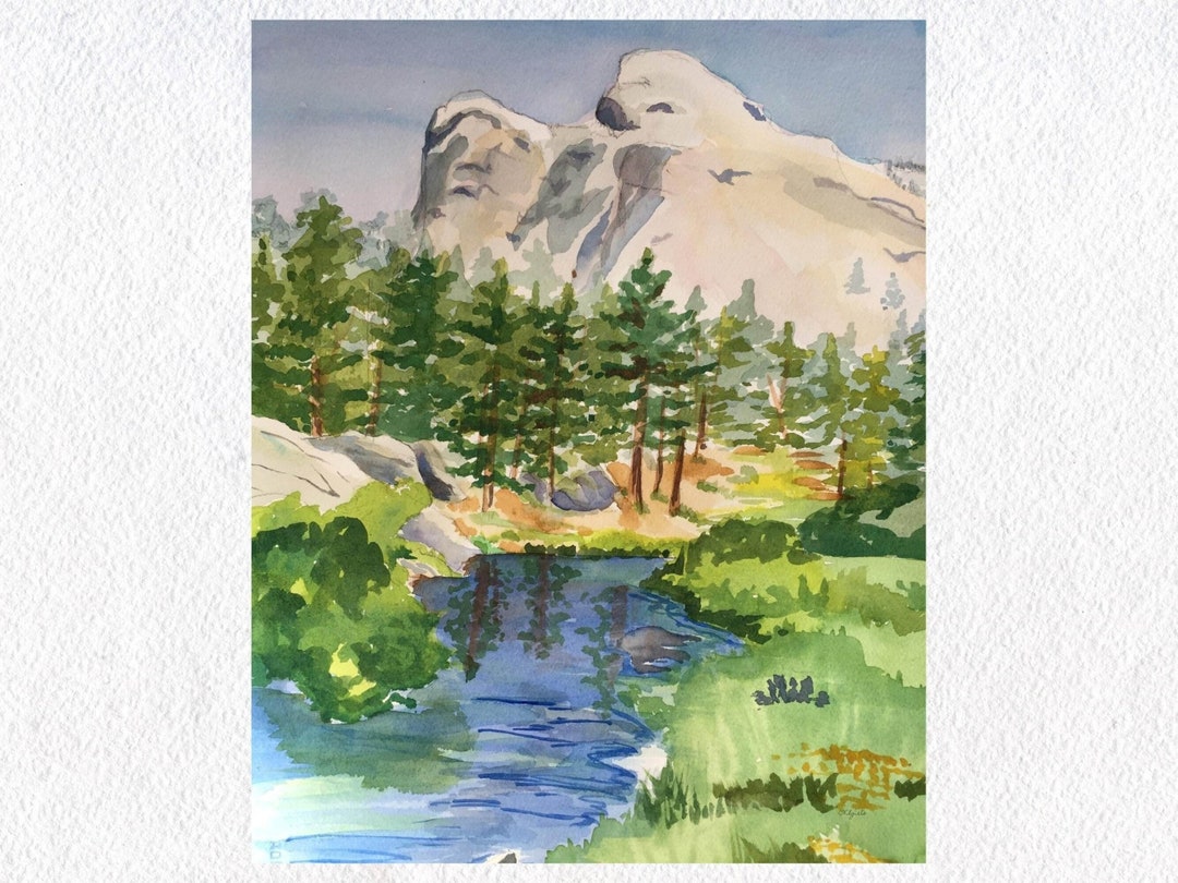Colorado Watercolor Painting: Mountain Art, Pikes Peak Watercolor Print ...
