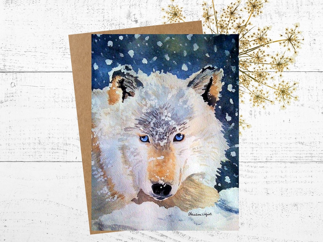 Watercolor Wolf Card: Frameable Art Card - Etsy