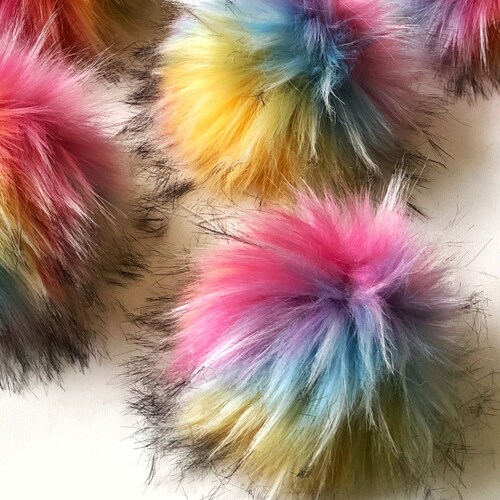 Faux Fur Pom Pom limestone Pom Pom Fake Fur Pom | Etsy