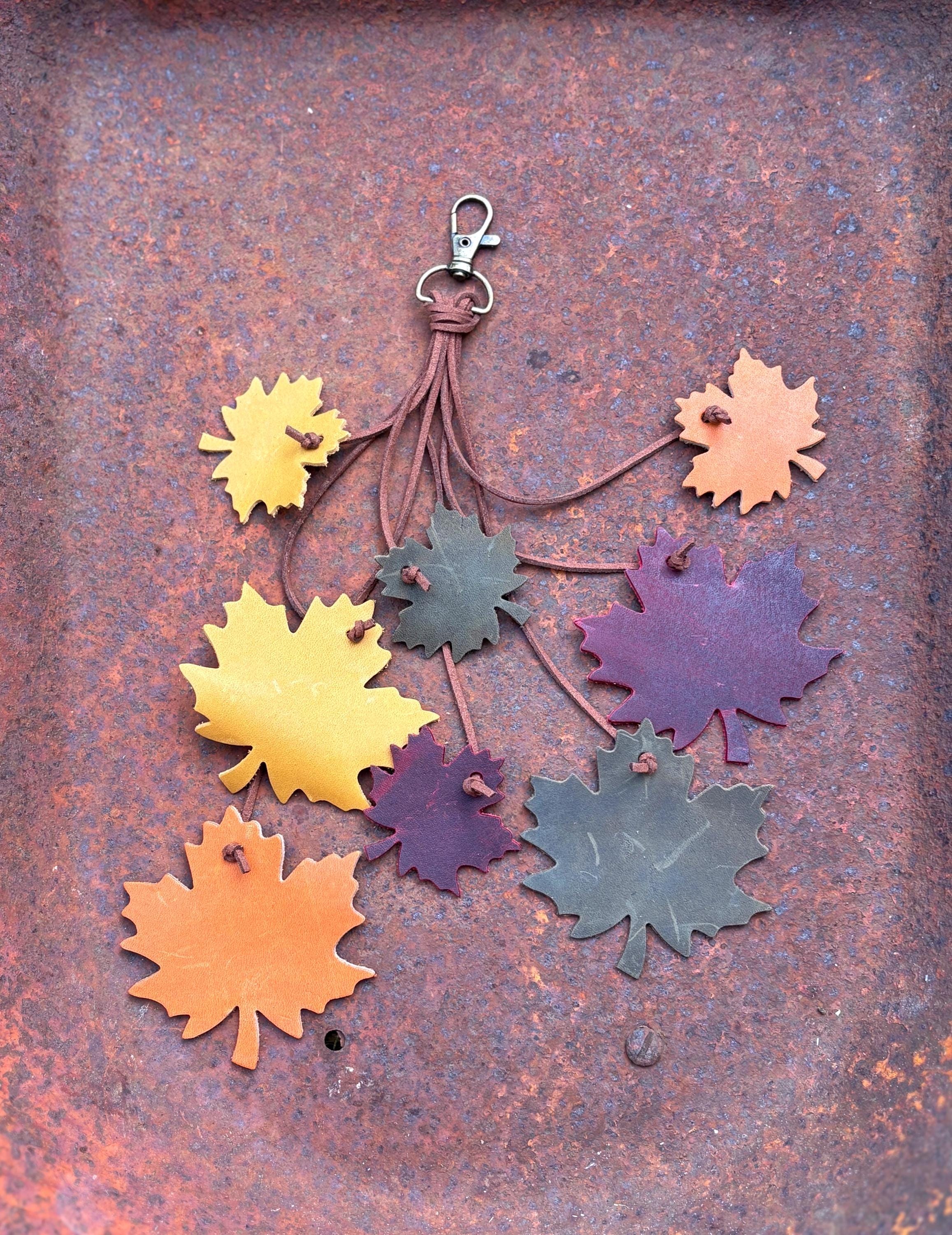 Cascading Maple Leaf Leather Purse Tassel Bag Charm - Etsy