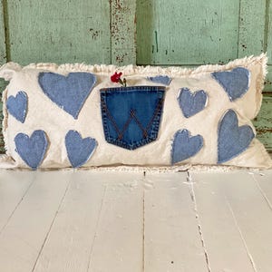 Wrangler Pocket and Denim Hearts Lumbar Pillow, Western Style Home ...