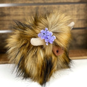 Highland Cow Mini Moo Stuffed Shelf Sitter Country Home Decor Faux Fur ...