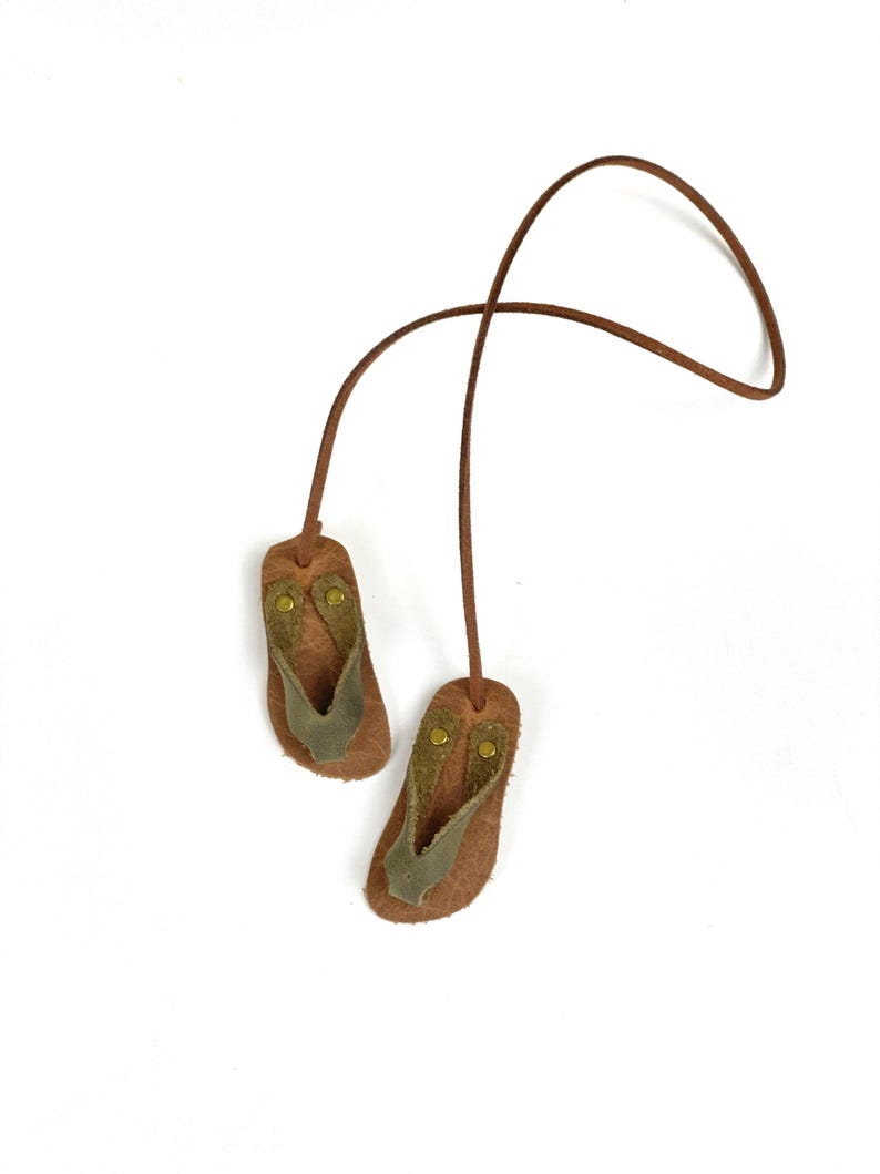 Leather Flip Flops Purse Tassel Bag Charm - Etsy