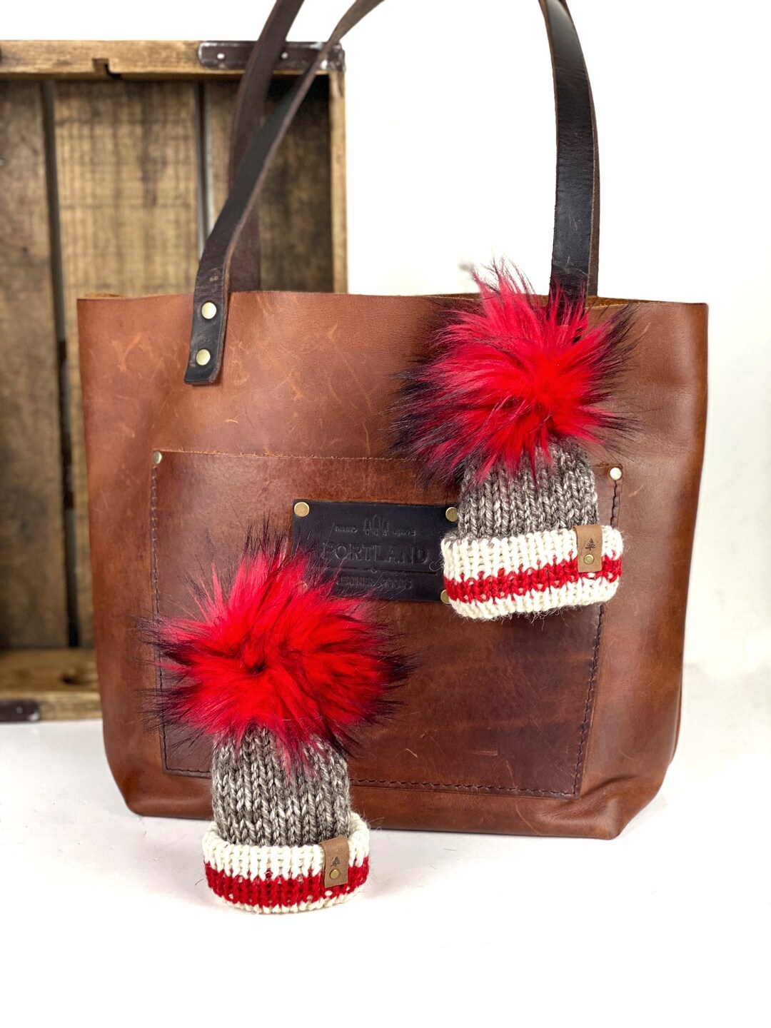 Sock Monkey Mini Knit Hat Ornament: Wool Blend Purse Charm With Faux ...