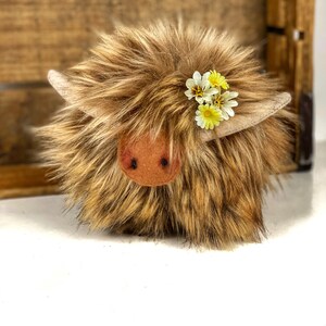 Highland Cow Mini Moo Stuffed Shelf Sitter Country Home Decor Faux Fur ...