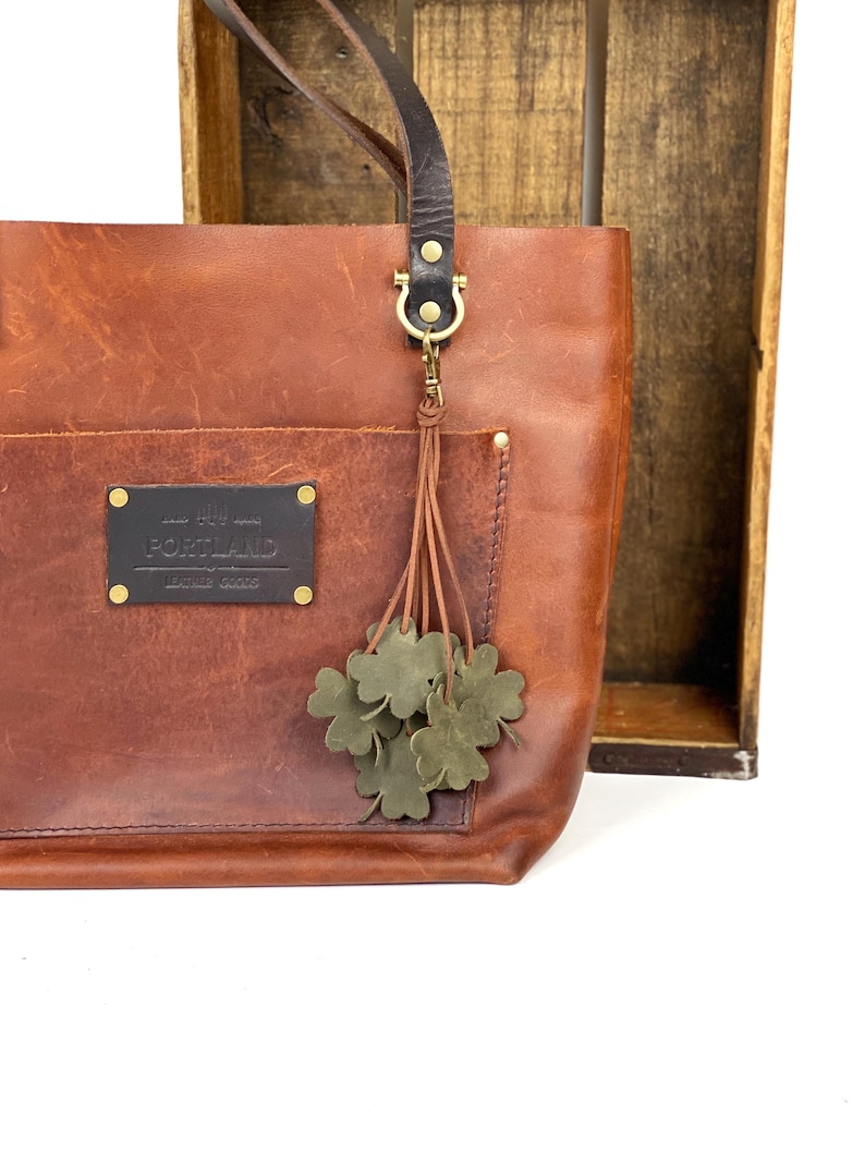 Four Leaf Clover Shamrock Leather Purse Tassel Bag Charm - Etsy