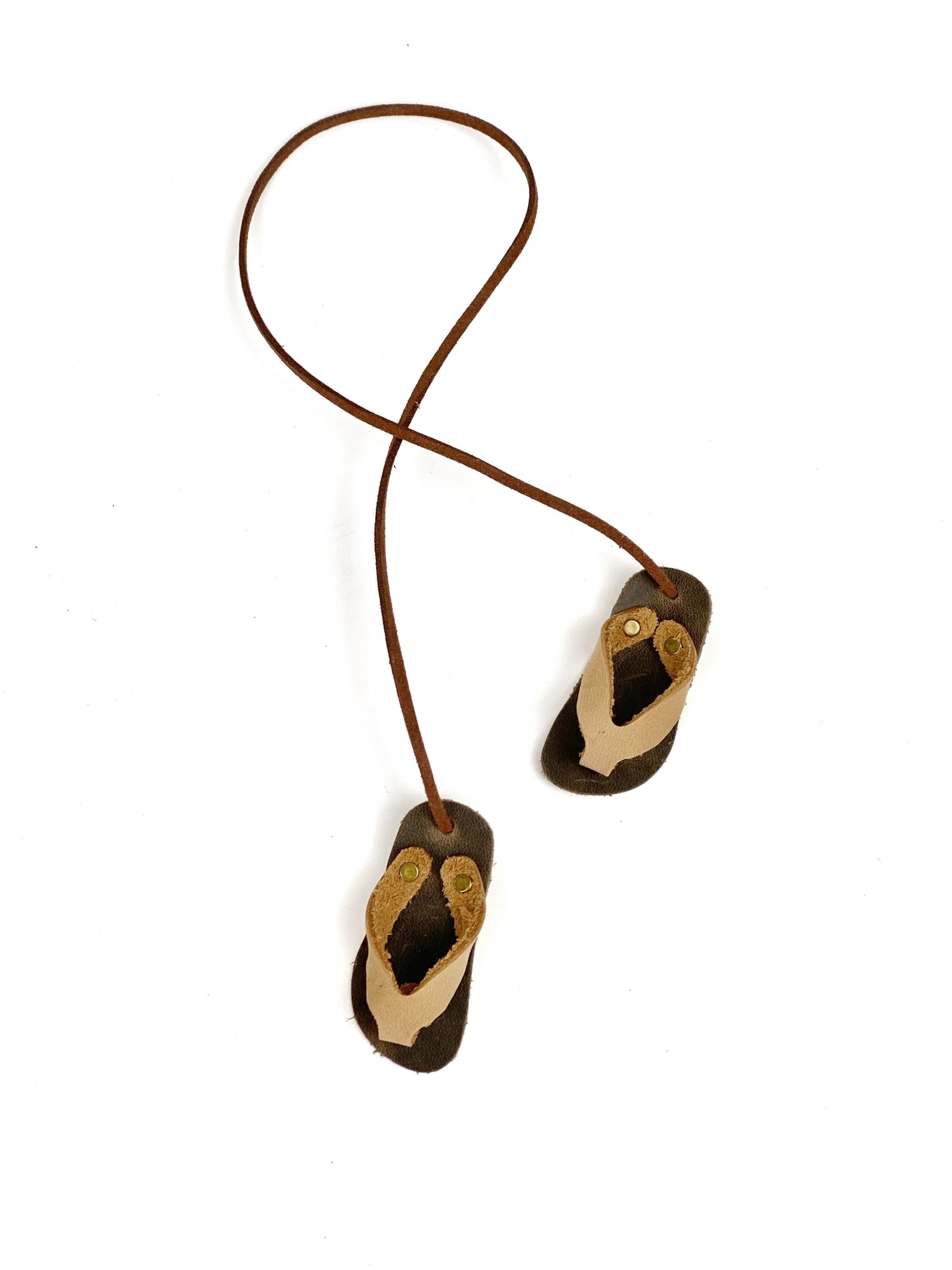 Leather Flip Flops Purse Tassel Bag Charm - Etsy