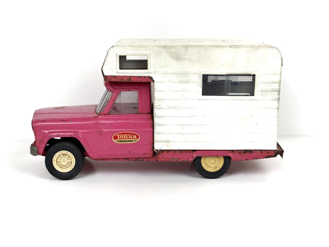 Vintage Tonka Pink Camper Truck so Cute! Pressed Steel Toy Camping - Etsy