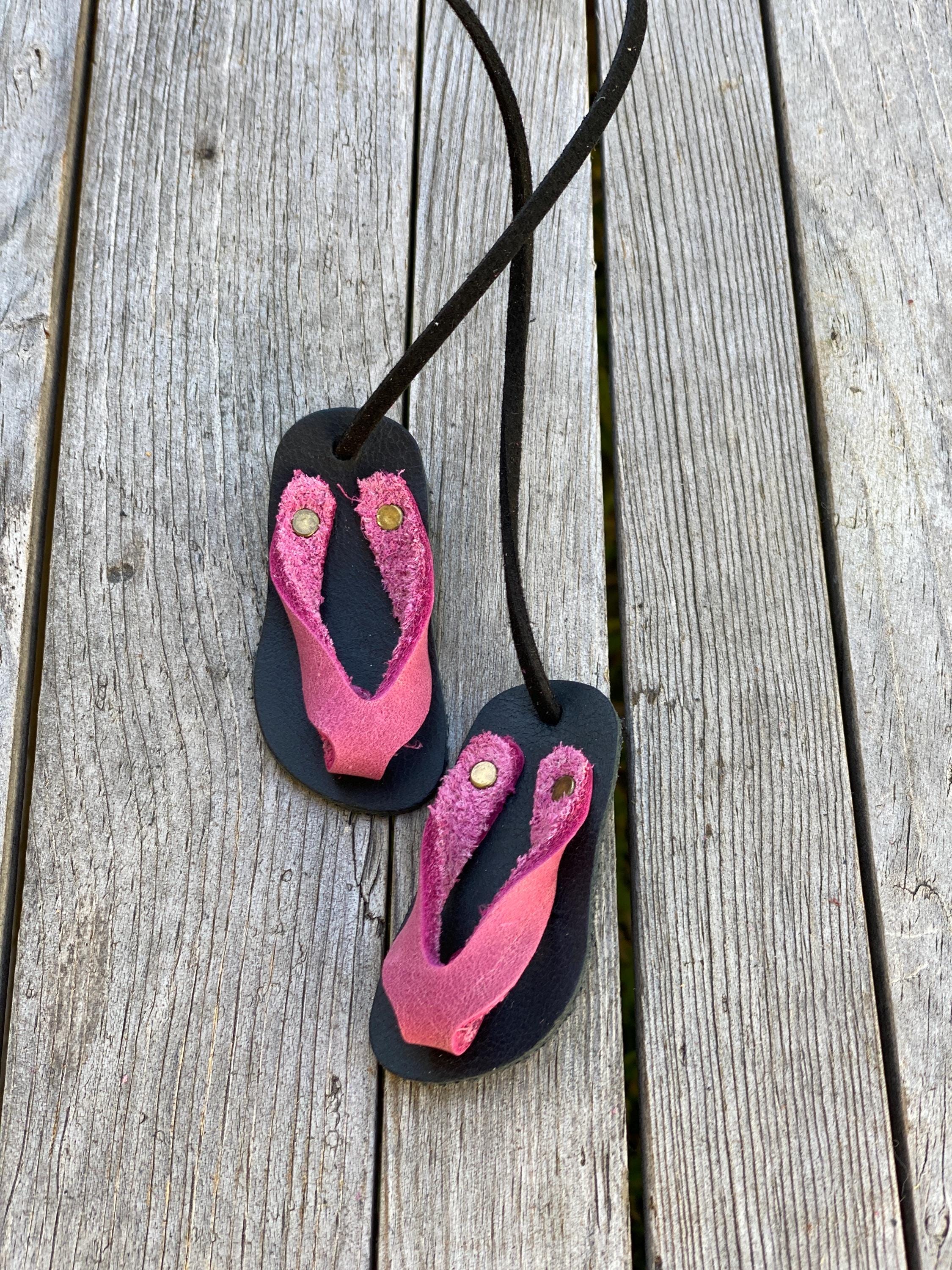 Leather Flip Flops Purse Tassel Bag Charm - Etsy
