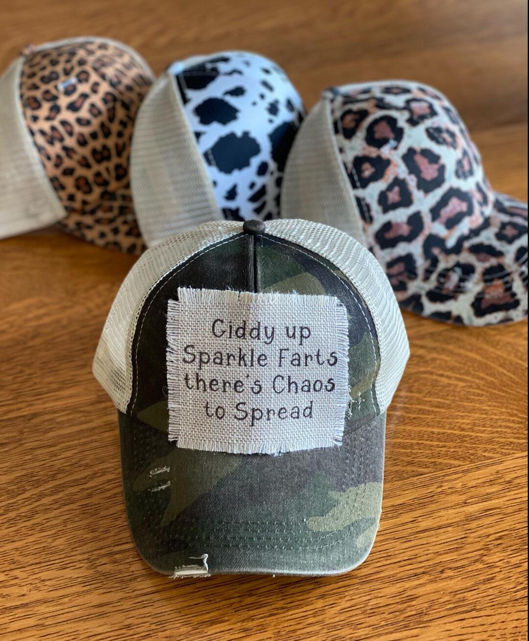 Giddy up Sparkle Farts There's Chaos to Spread Mesh Trucker Ponytail ...