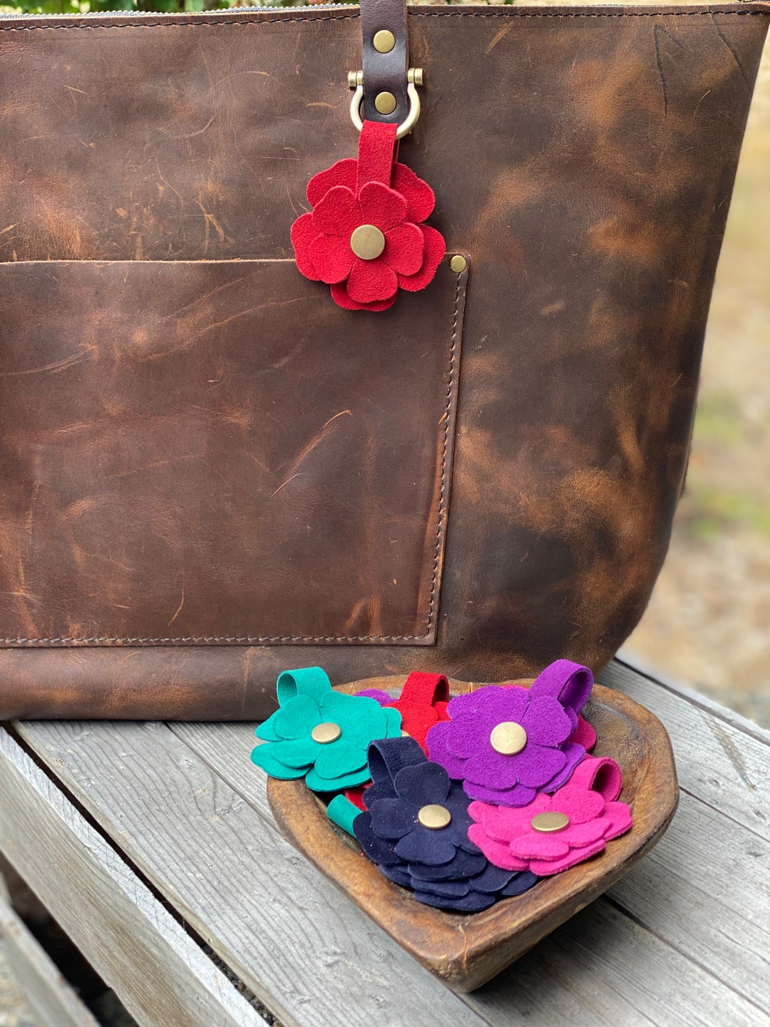 Snap on Suede Flower Purse Bag Charm Assorted Colors - Etsy