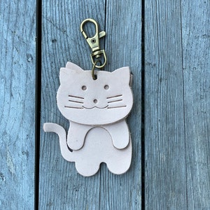 Leather Cat Keyring Purse Charm, Bag Clip on Cat Fob, Cute Cat Lovers ...