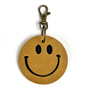 Leather Smiley Face Keyring Purse Charm - Etsy