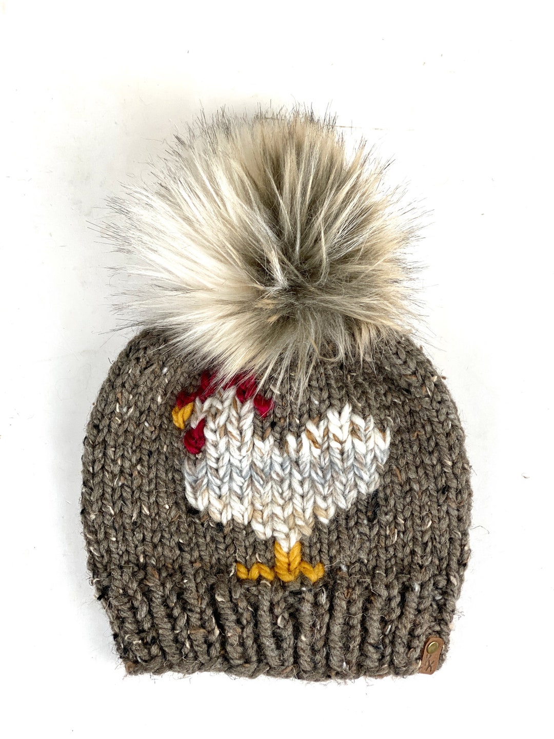 Knit Chicken Hat, Barley Tweed Chicken Hat Beanie Wool Blend Womens ...