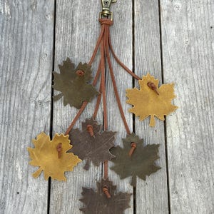 Cascading Maple Leaf Leather Purse Tassel Bag Charm - Etsy