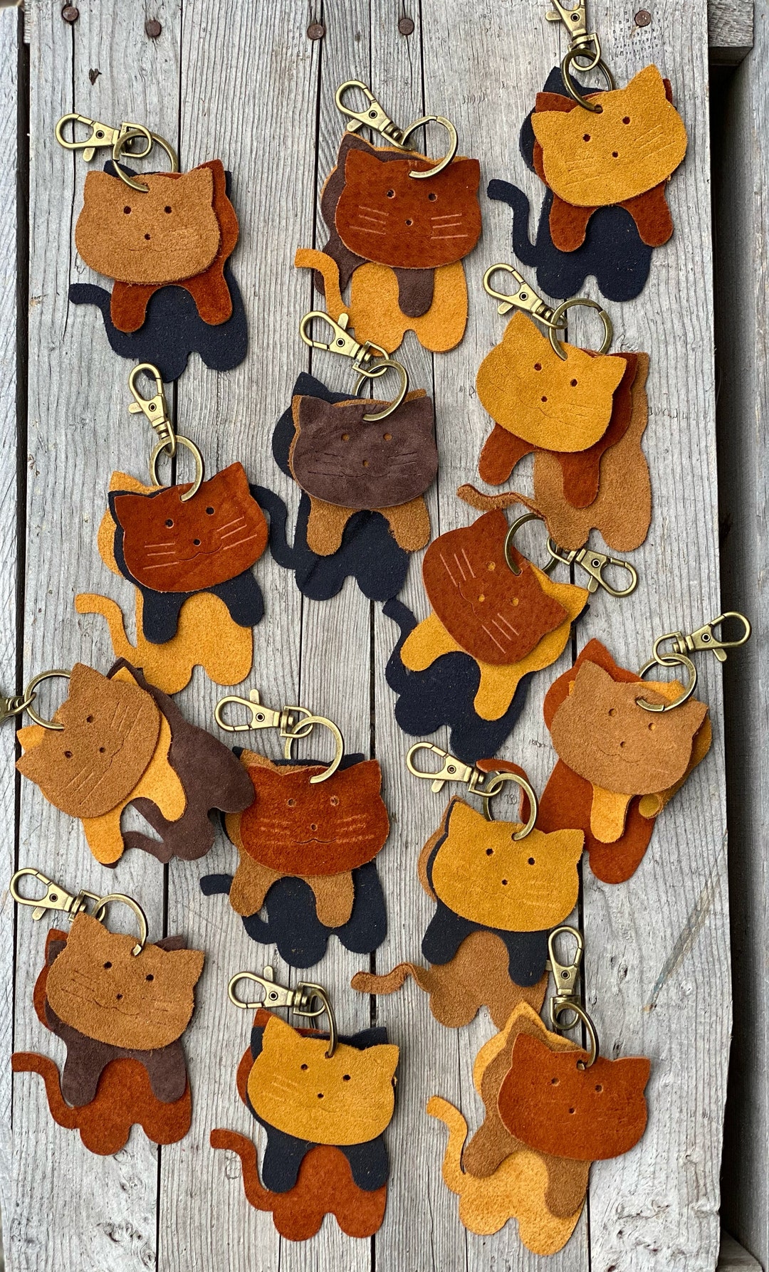 Suede Calico Cat Keyring Purse Charm, Bag Clip on Cat Fob, Cute Cat ...