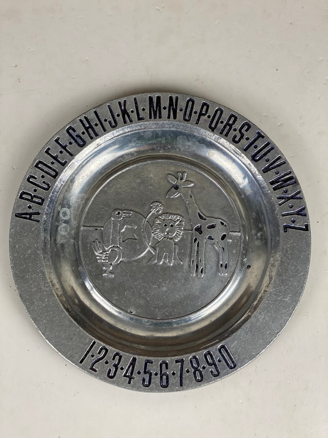 Pewtarex Pewter Baby ABC Alphabet & Numbers Plate - Etsy