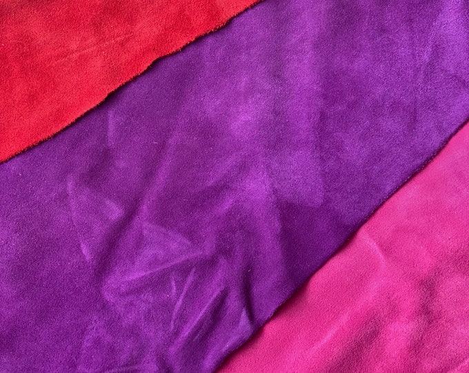 Suede Cowhide Squares 3.5 4 Oz Craft Supplies Your Choice of Red Purple ...