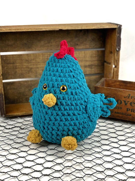 Teal Crochet Chicken Plushie Crochet Chicken Stuffed | Etsy