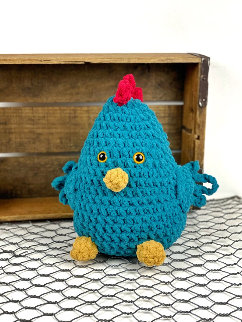 Teal Crochet Chicken Plushie Crochet Chicken Stuffed | Etsy