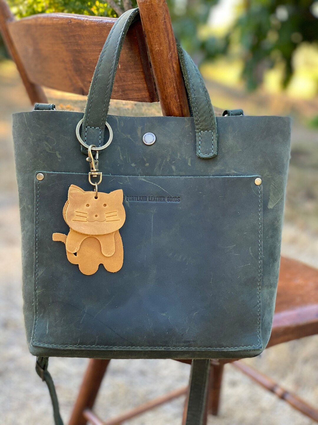 Leather Cat Keyring Purse Charm, Bag Clip on Cat Fob, Cute Cat Lovers ...