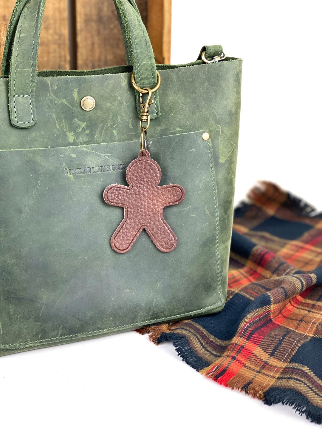 Leather Gingerbread Man Keychain Purse Charm - Etsy