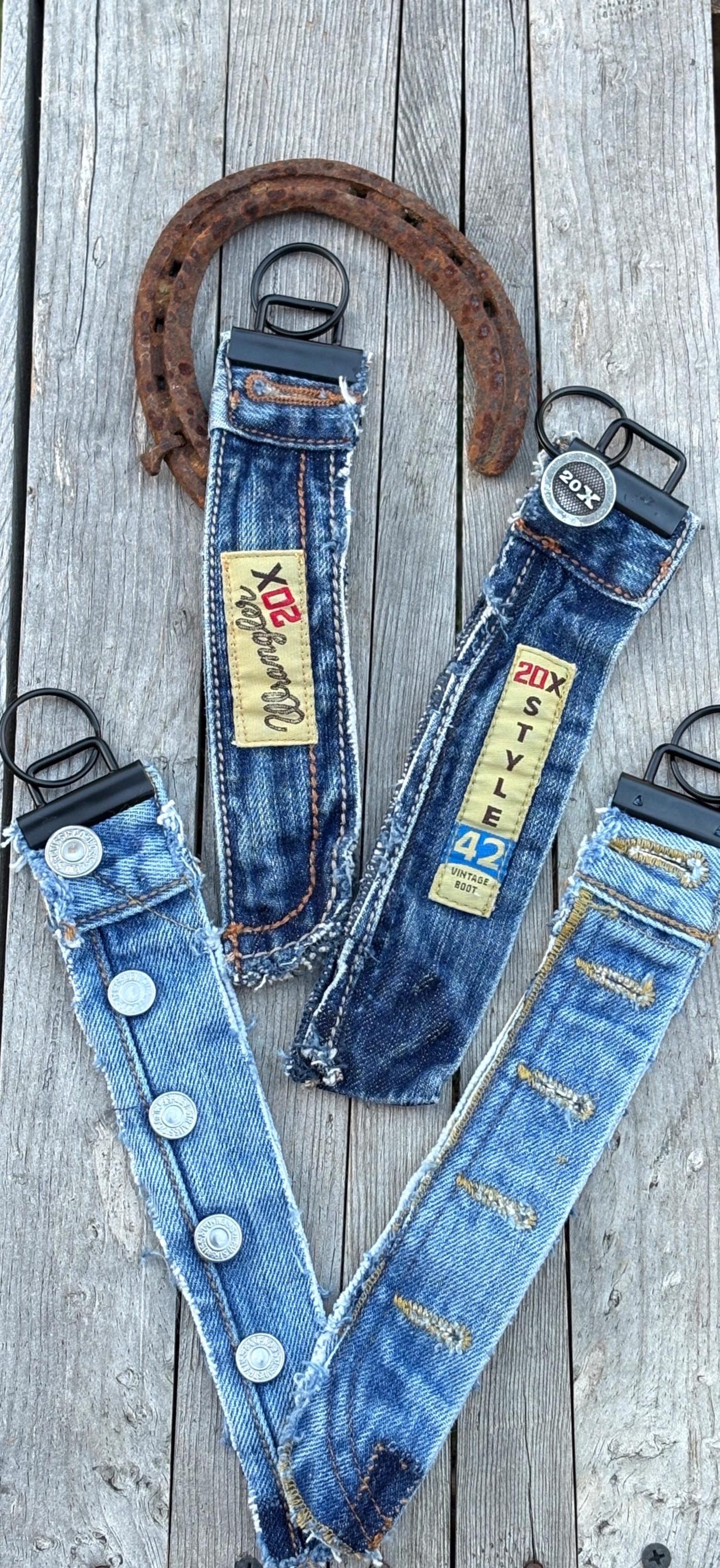 Upcycled Wrangler and Levi Denim Fly Key Strap - Etsy