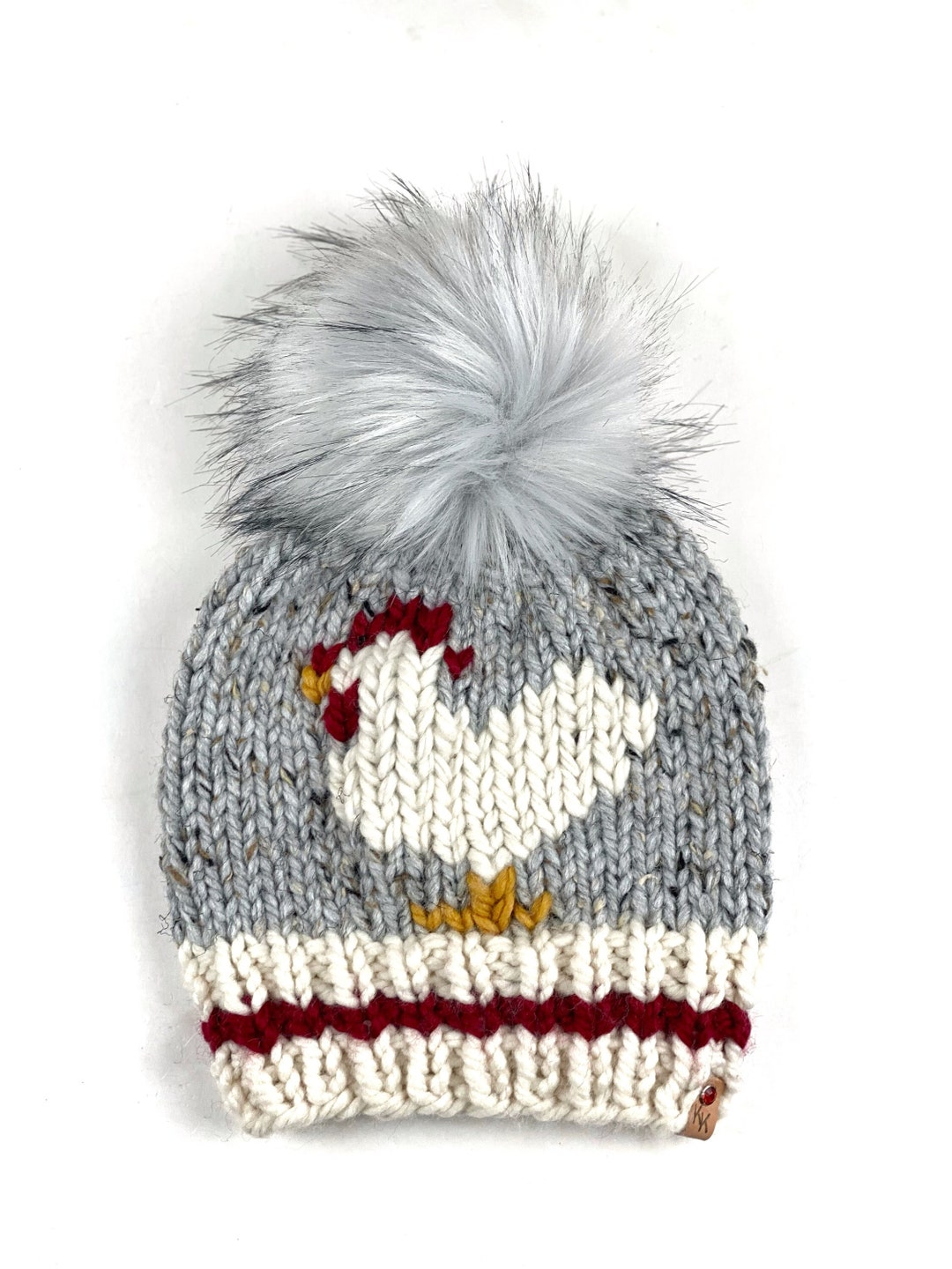 Knit Chicken Hat, Sock Monkey Chicken Beanie Wool Blend Womens Adult ...