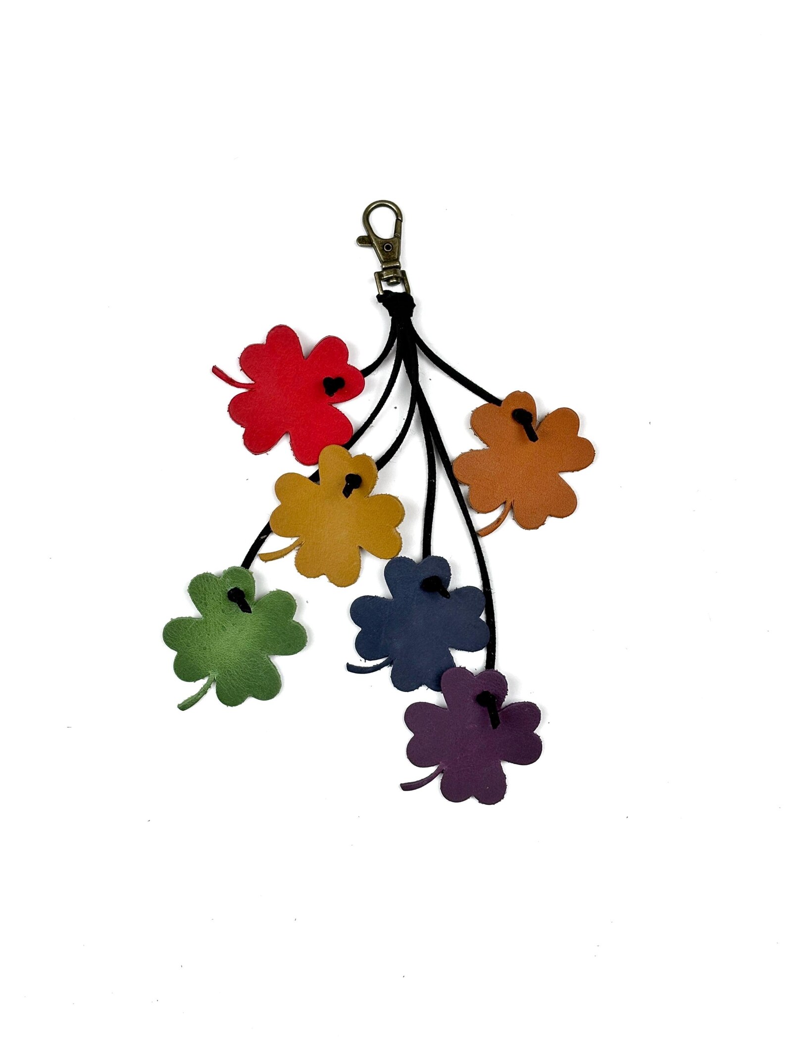 Four Leaf Clover Shamrock Leather Purse Tassel Bag Charm - Etsy