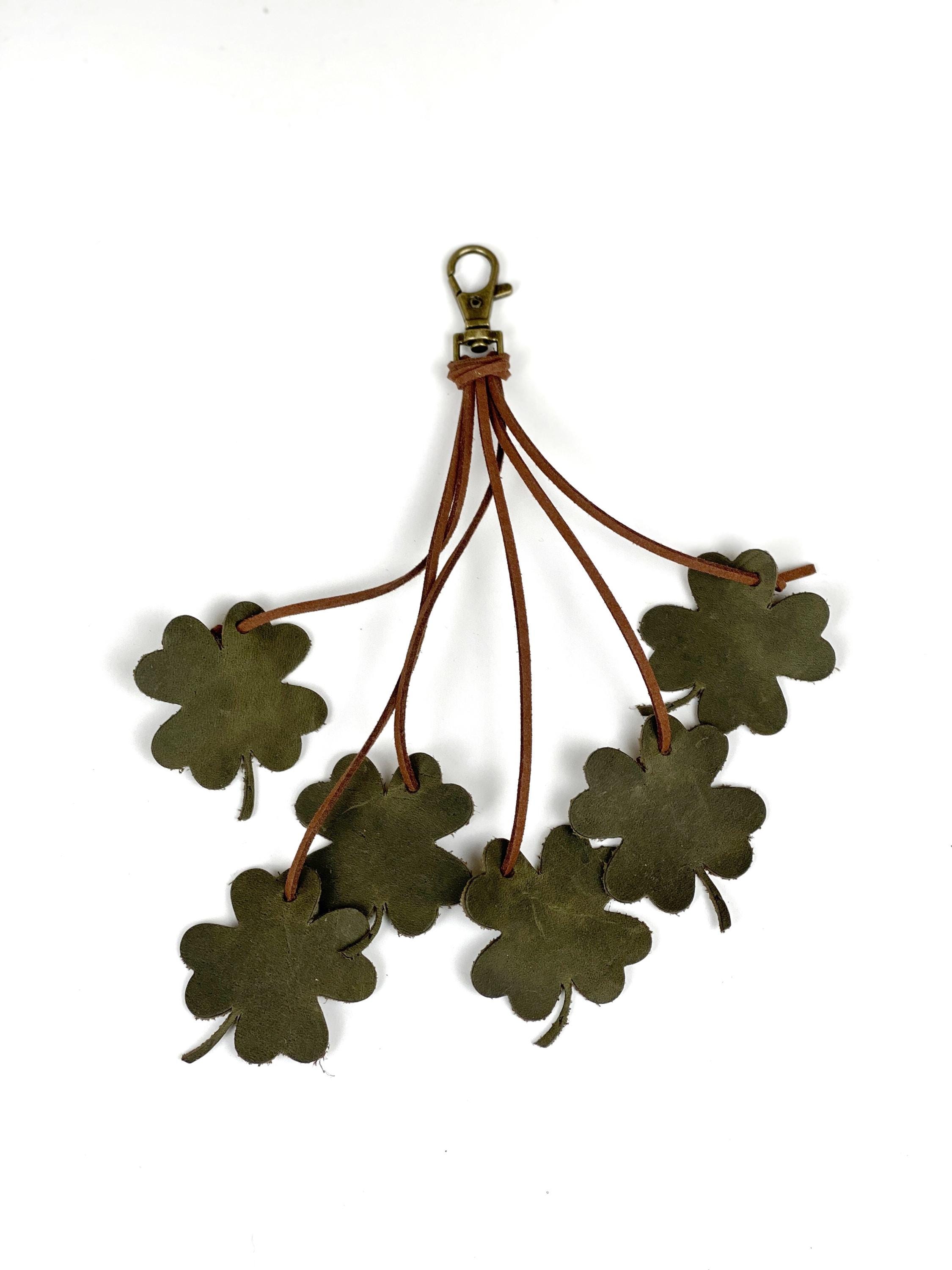 Four Leaf Clover Shamrock Leather Purse Tassel Bag Charm - Etsy