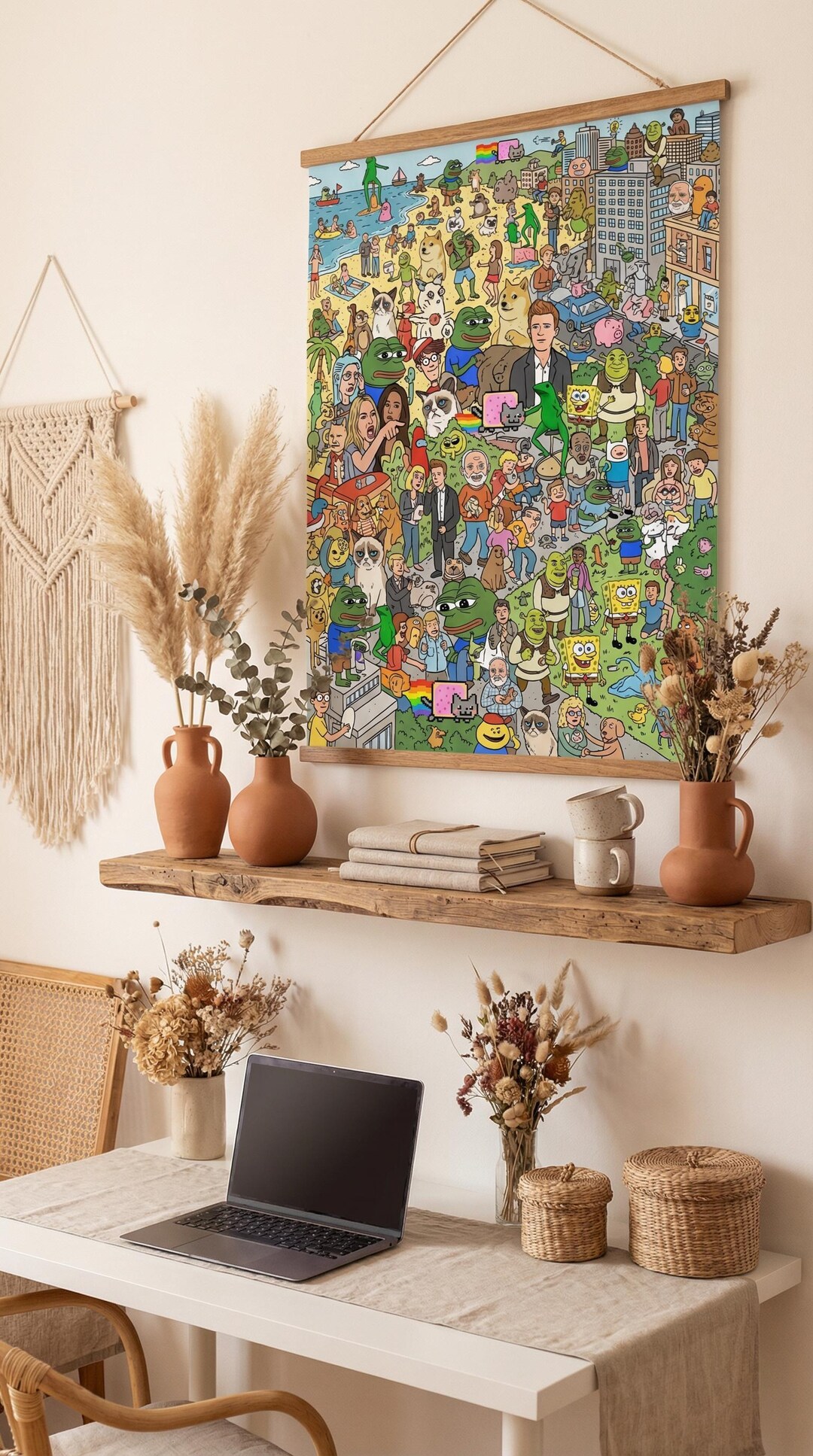 Meme Collage Canvas Wall Art: Funny Internet Culture Print, FREE NFC ...